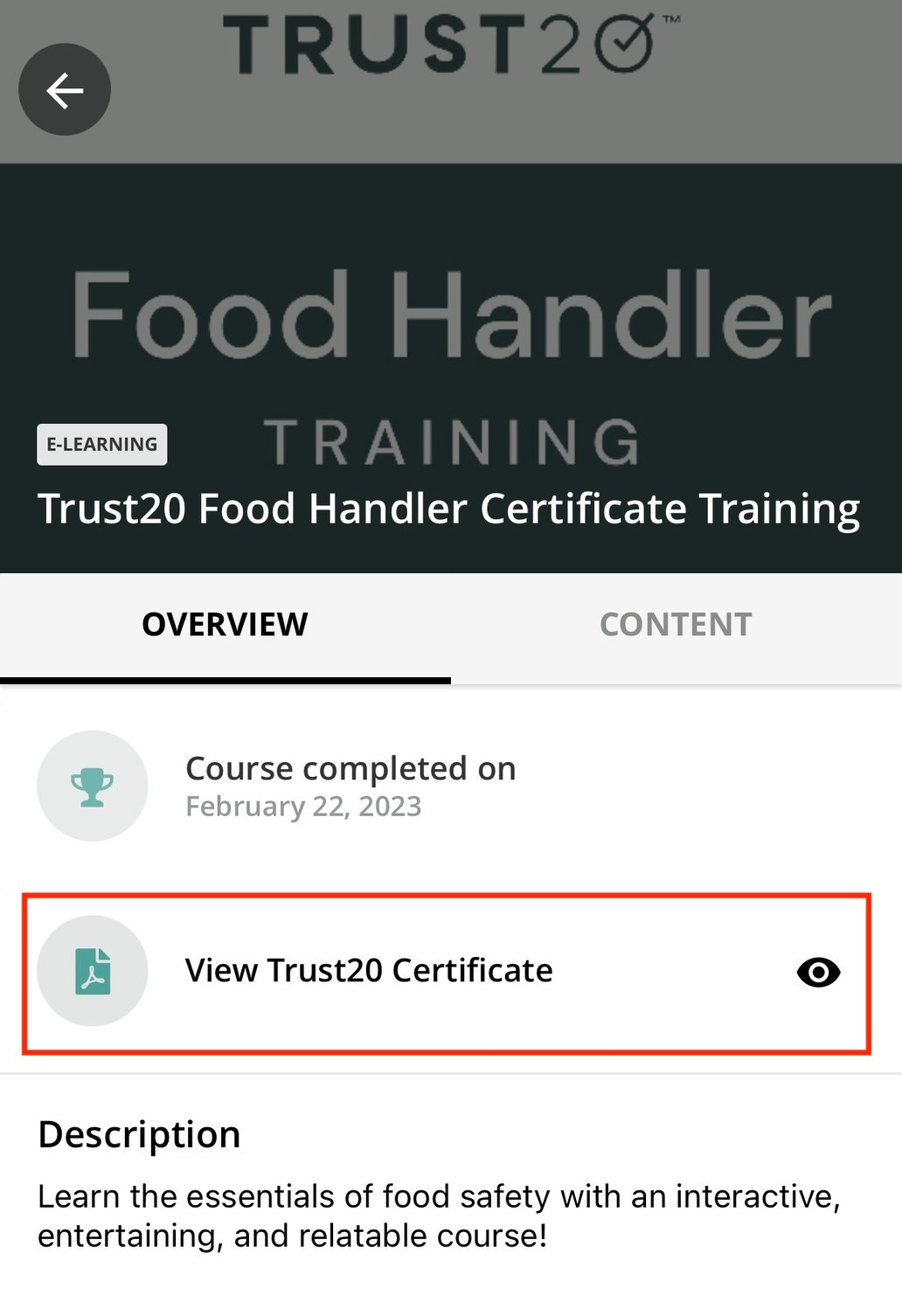 How do I download my Food Handler Certificate?