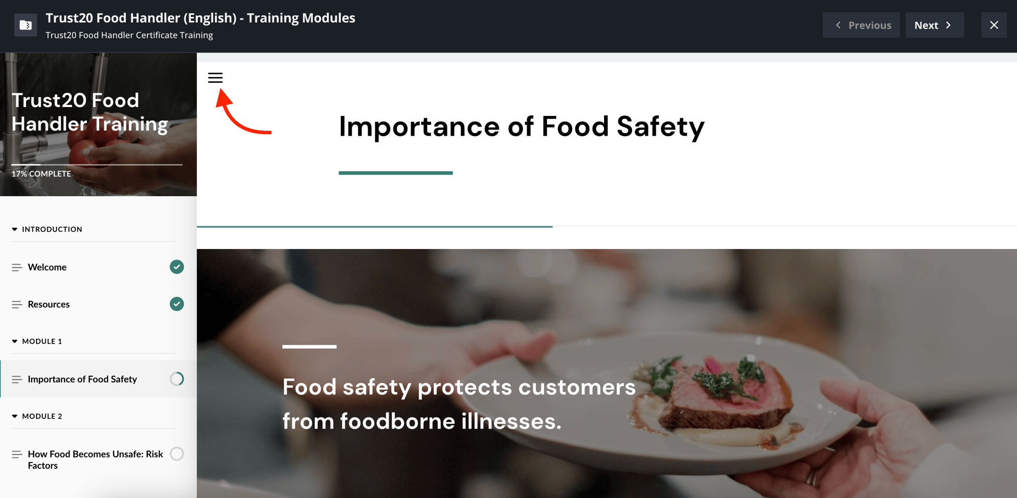 How do I check my progress on the Trust20 Food Handler Certificate ...